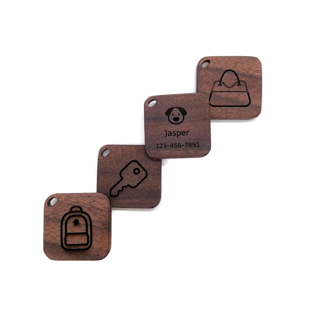 Bespoke Wooden Apple AirTag Dog Holder Keychain Accessory - Etsy