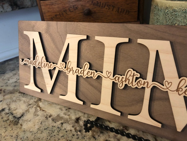 Personalized Wooden Sign for Mom Dad Grandma Grandpa Mimi Papa Grama ...
