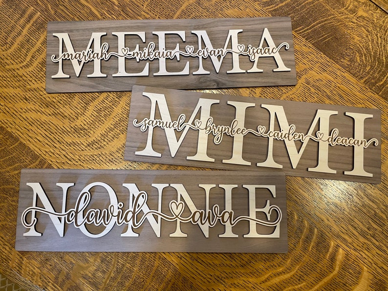 Personalized Wooden Sign for Mom Dad Grandma Grandpa Mimi Papa Grama ...