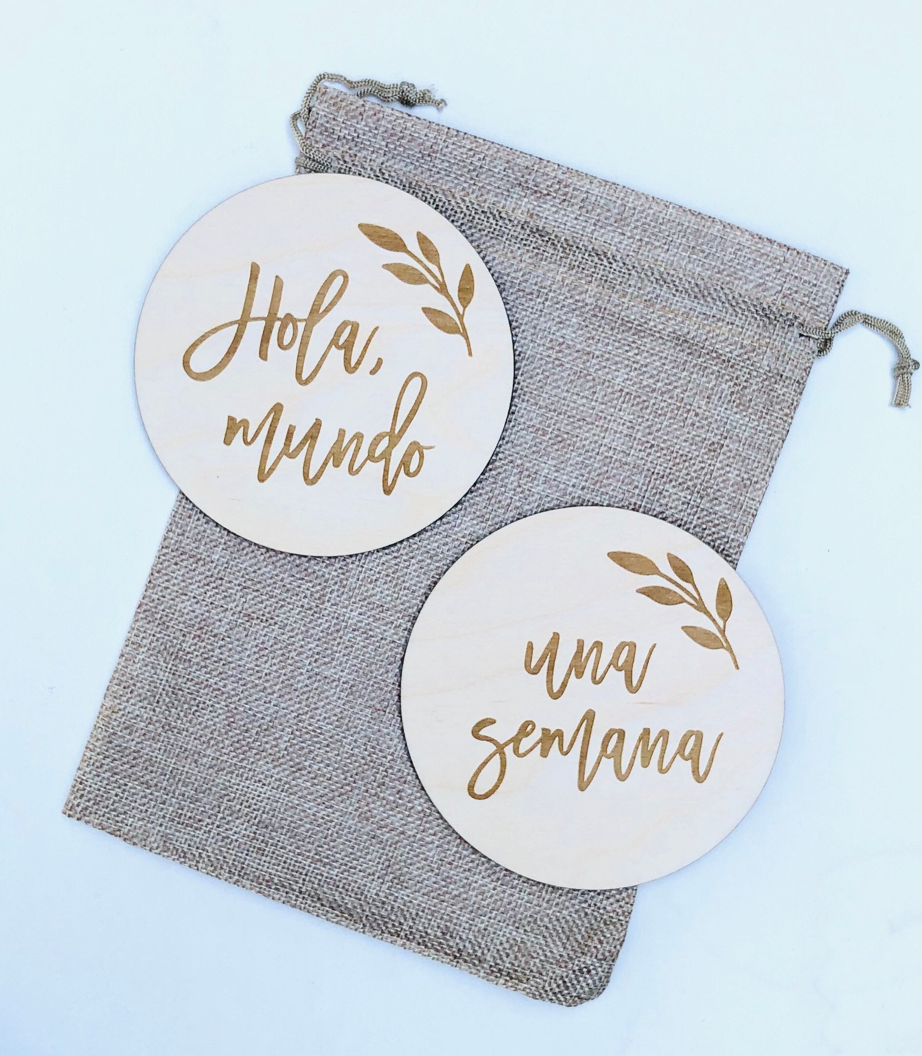 Spanish Baby Monthly Milestone Discs Baby Milestone Wooden Markers Baby ...