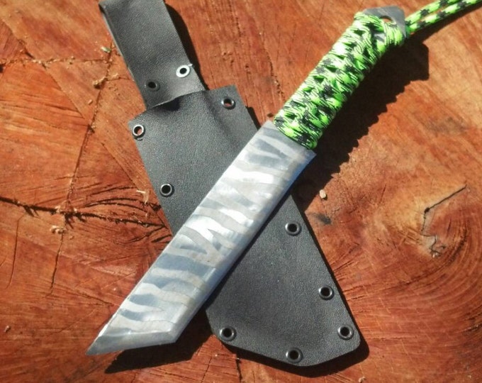 Paracord Wrapped Tanto 550 Cord Wrapped Knife Handforged - Etsy