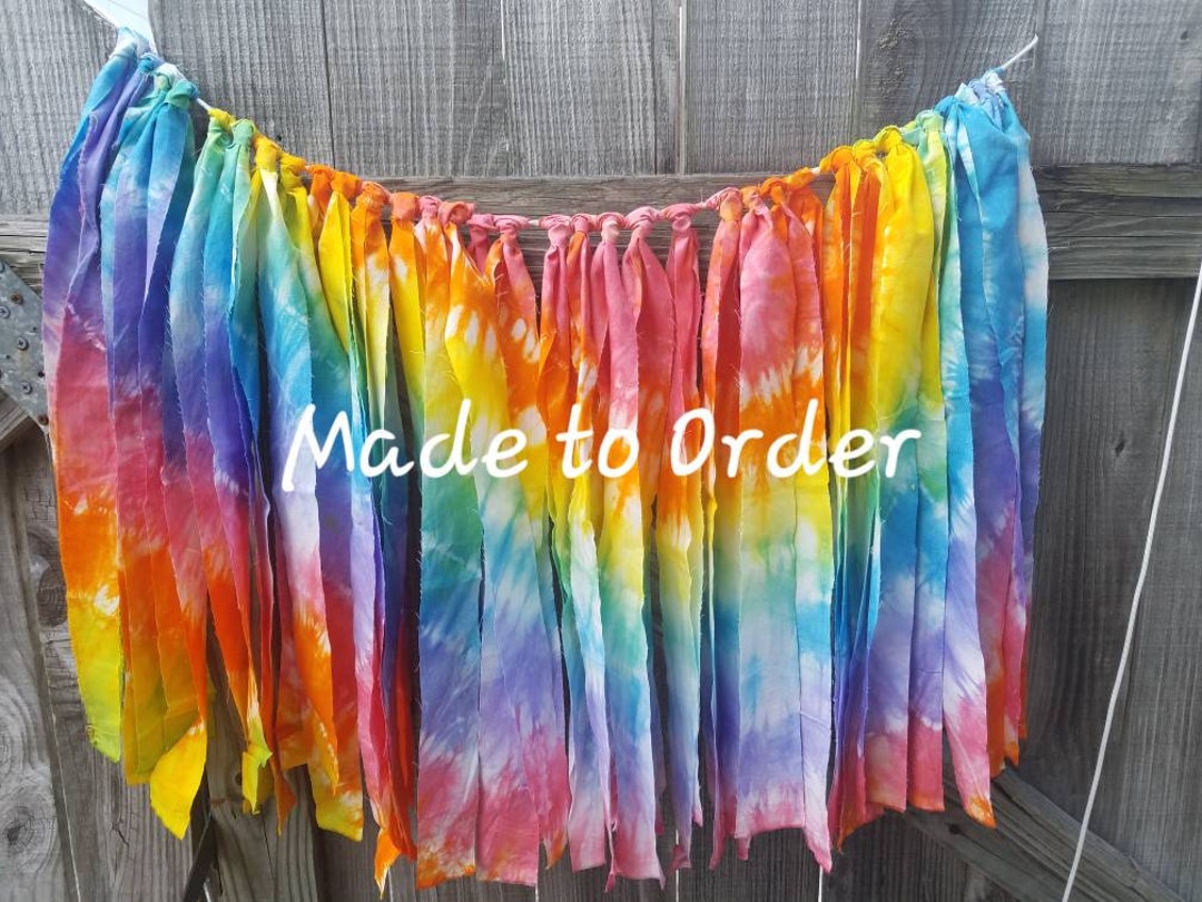 Fabric Garland, Fabric Banner, Fabric Bunting, Tie Die Garland, Tie Dye ...