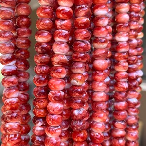 Ruby-red Spiny Oyster Shell Beads enhanced Rounded Edges Produce More ...
