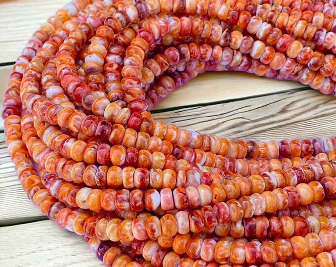 Ruby-red Spiny Oyster Shell Beads enhanced Rounded Edges Produce More ...