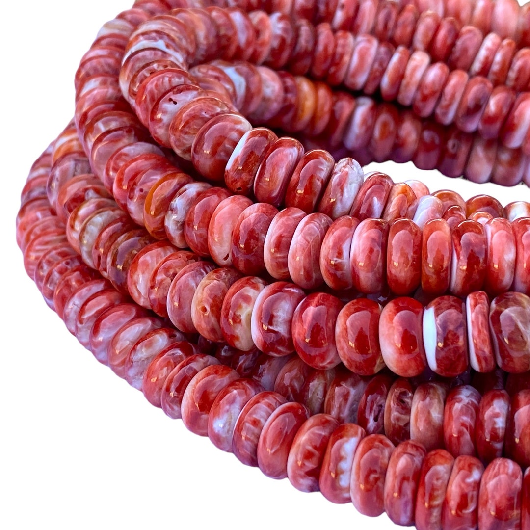 Ruby-red Spiny Oyster Shell Beads enhanced Rounded Edges Produce More ...