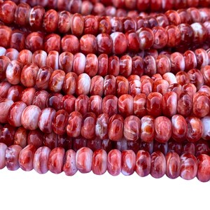 Ruby-red Spiny Oyster Shell Beads enhanced Rounded Edges Produce More ...