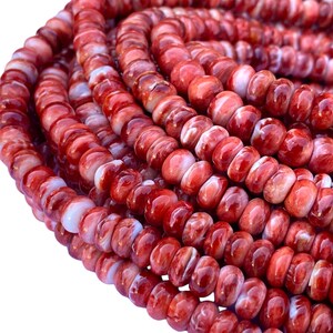 Ruby-red Spiny Oyster Shell Beads enhanced Rounded Edges Produce More ...