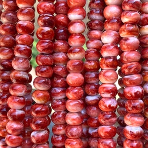 Ruby-red Spiny Oyster Shell Beads enhanced Rounded Edges Produce More ...