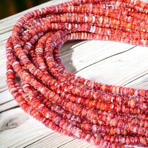 Ruby-red Spiny Oyster Shell Beads enhanced Rounded Edges - Etsy
