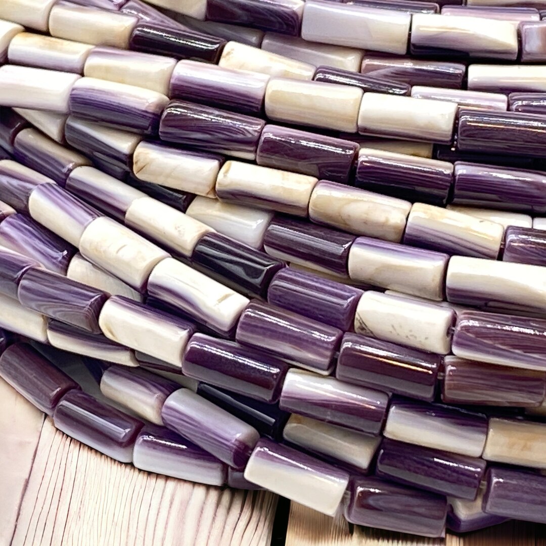 2-tone Purple & White Wampum Quahog Shell Beads From USA (america's ...