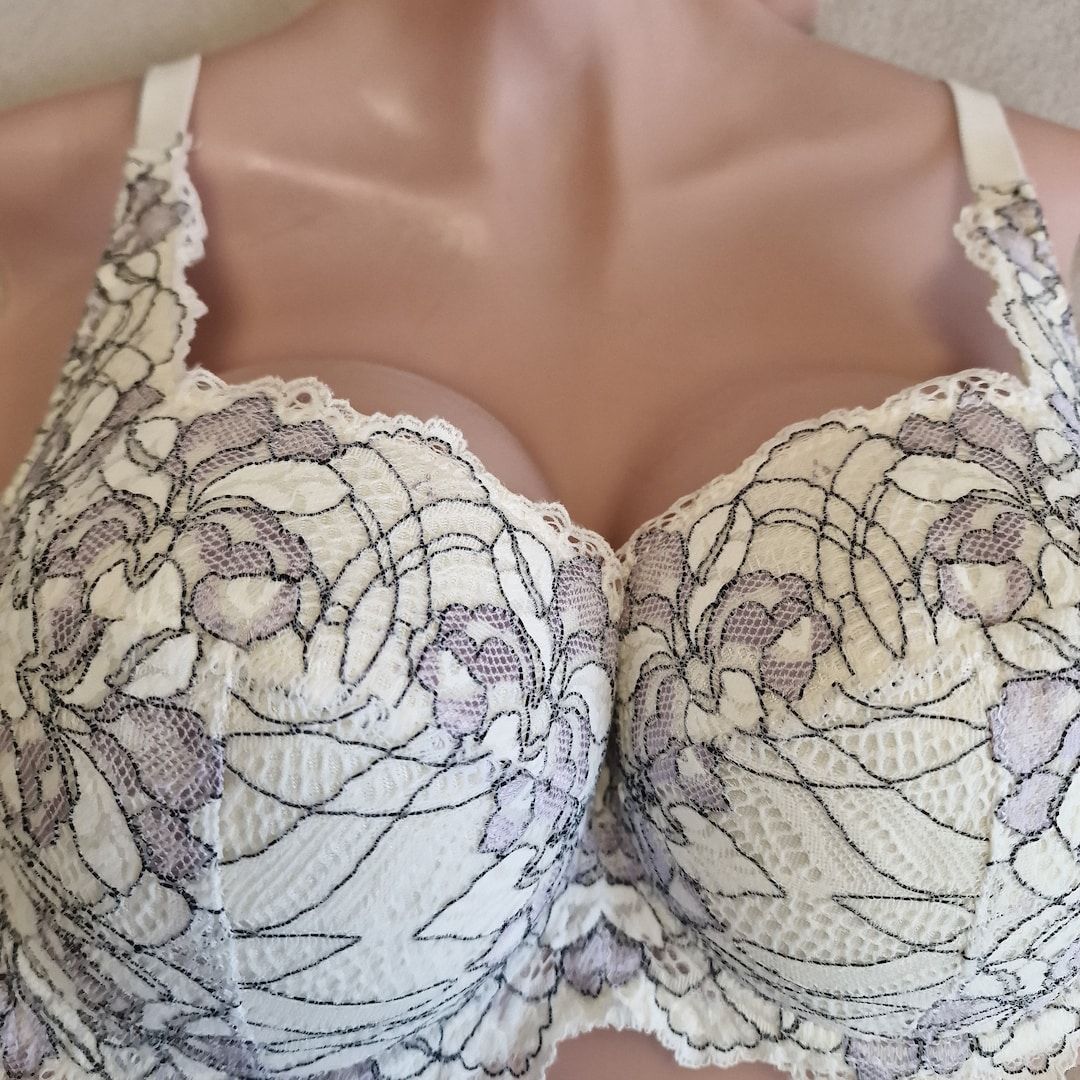 75D, 34D, Open Nipples Bra, Room for Nipples, Crotchless Lingerie, Open Cup, White Bra White ...