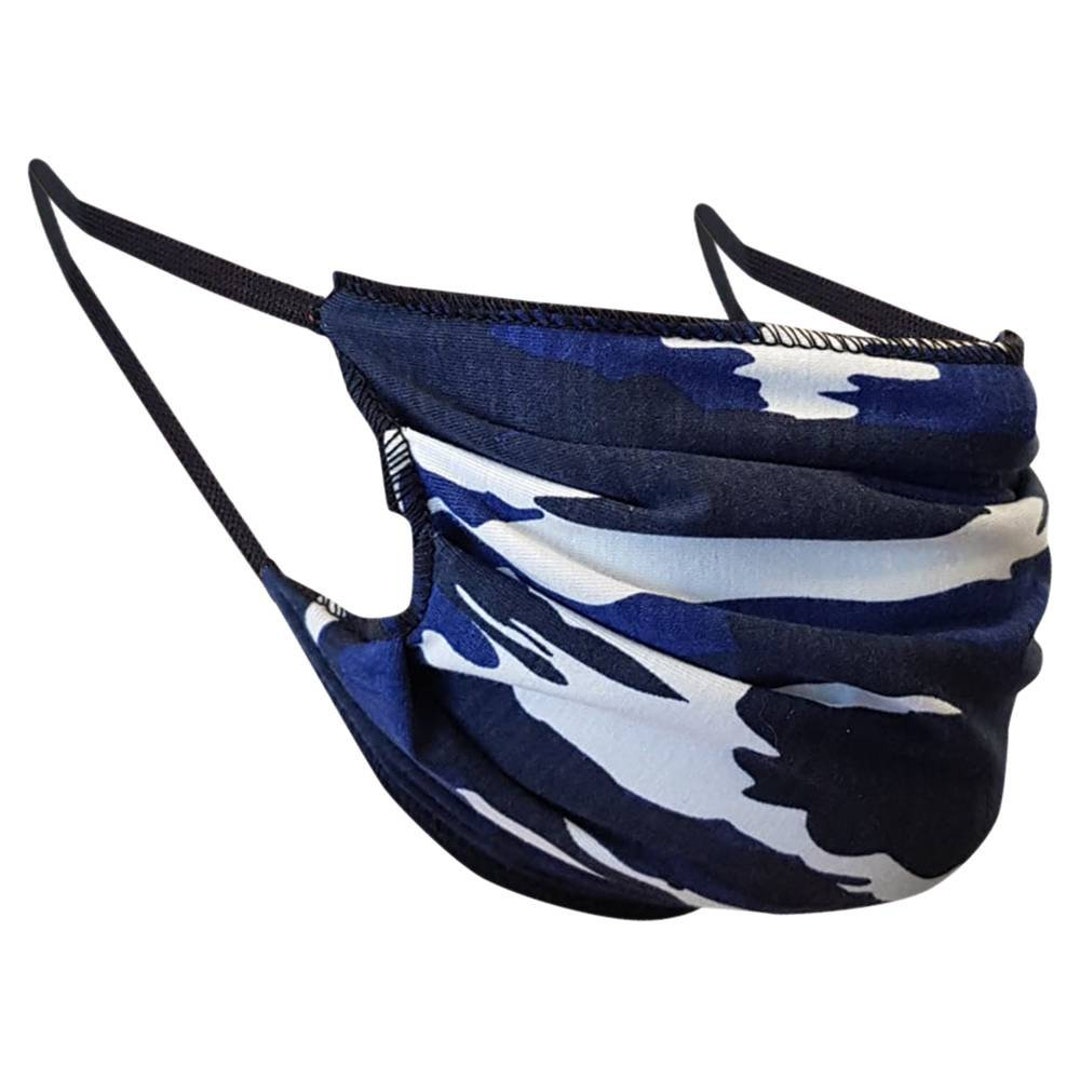 Handmade Blue Camo Face Mask, Around Head, Over Ears, Cotton, One Size ...