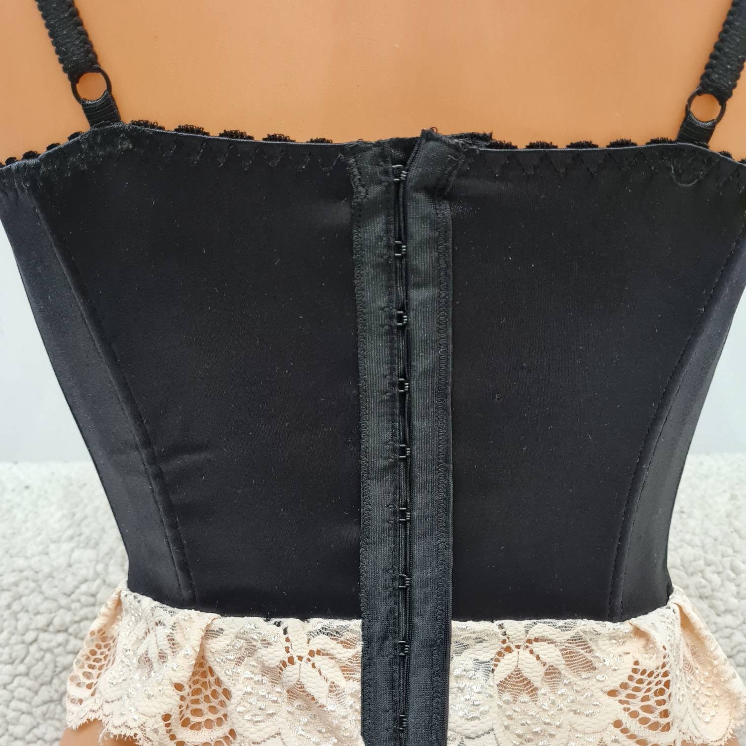 Handmade Corset in Black Colour, With Bones, Hooks on Back, Satin ...