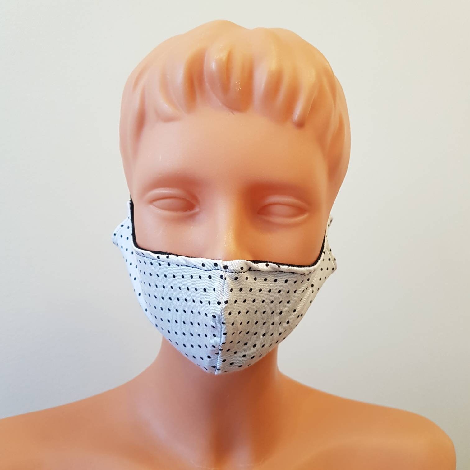 3 Pcs Set 3 Pcs White Face Mask With Black Dots 100% | Etsy