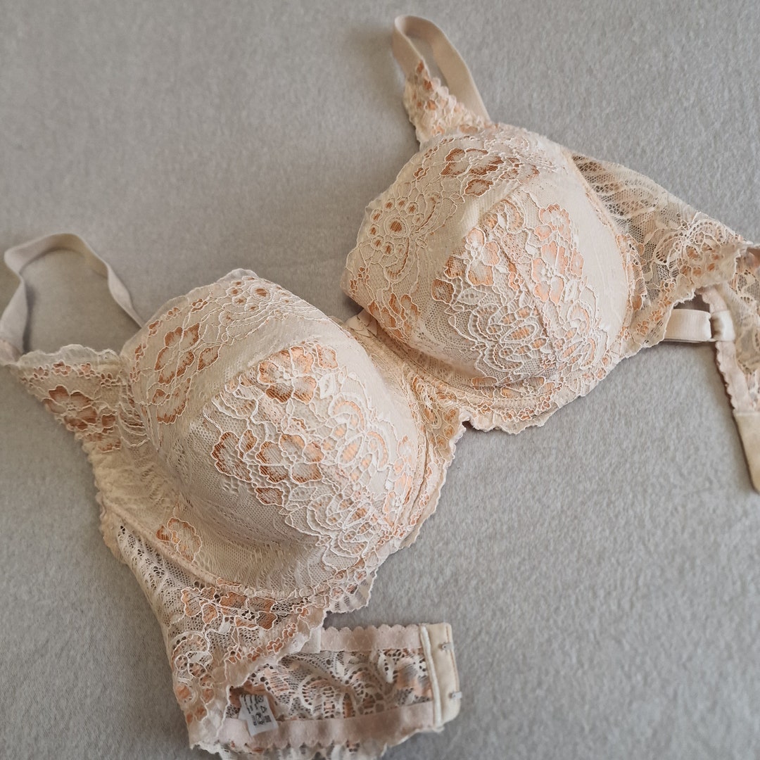 80E, 36E, Open Nipples Bra, Room for Nipples, Crotchless Lingerie, Open Cup, White Bra White ...