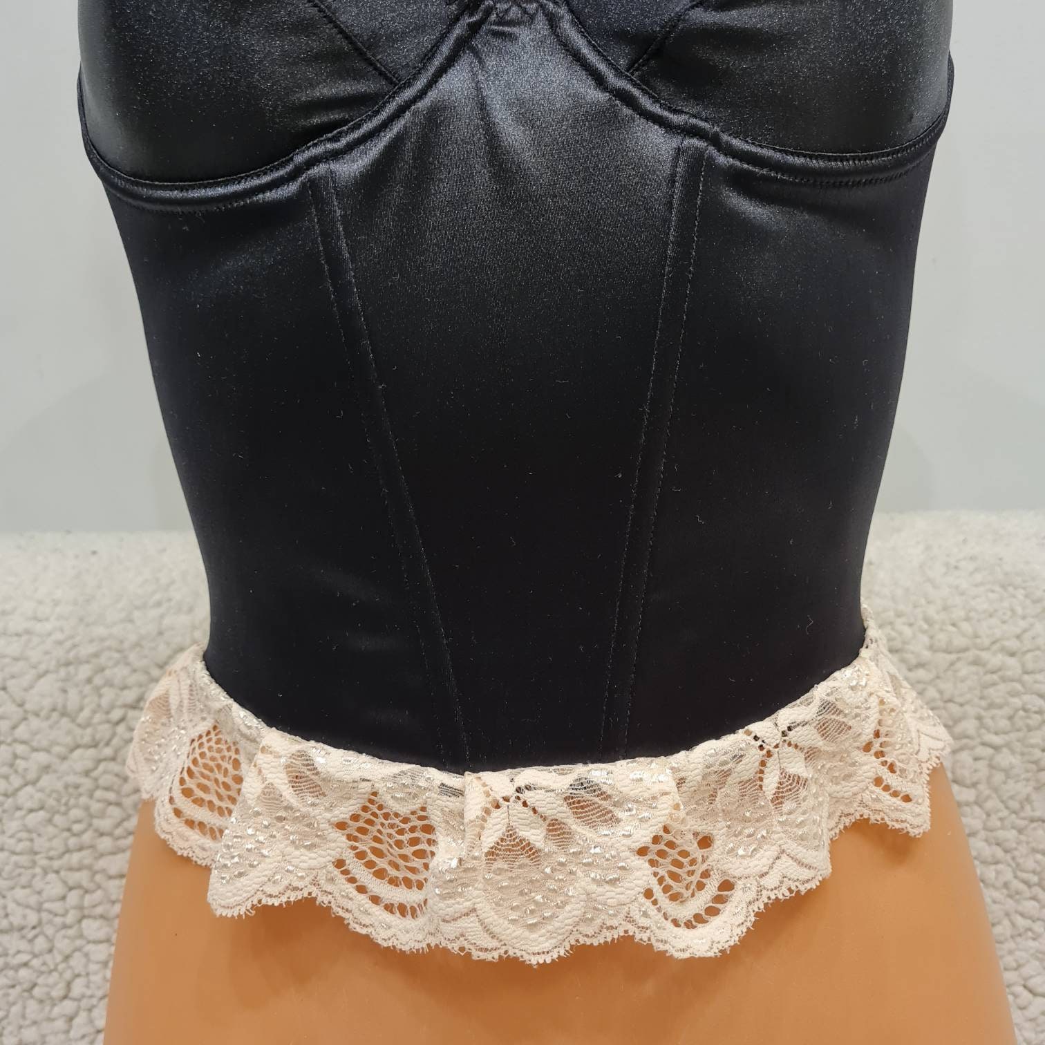 Handmade Corset in Black Colour, With Bones, Hooks on Back, Satin ...