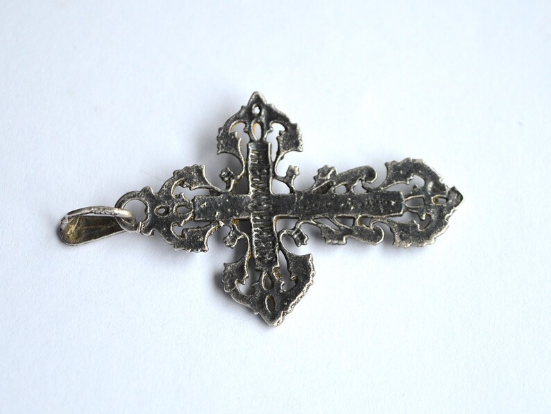 Antique Crucifix Silver Pectoral Cross Religious Charm, Save Me ...