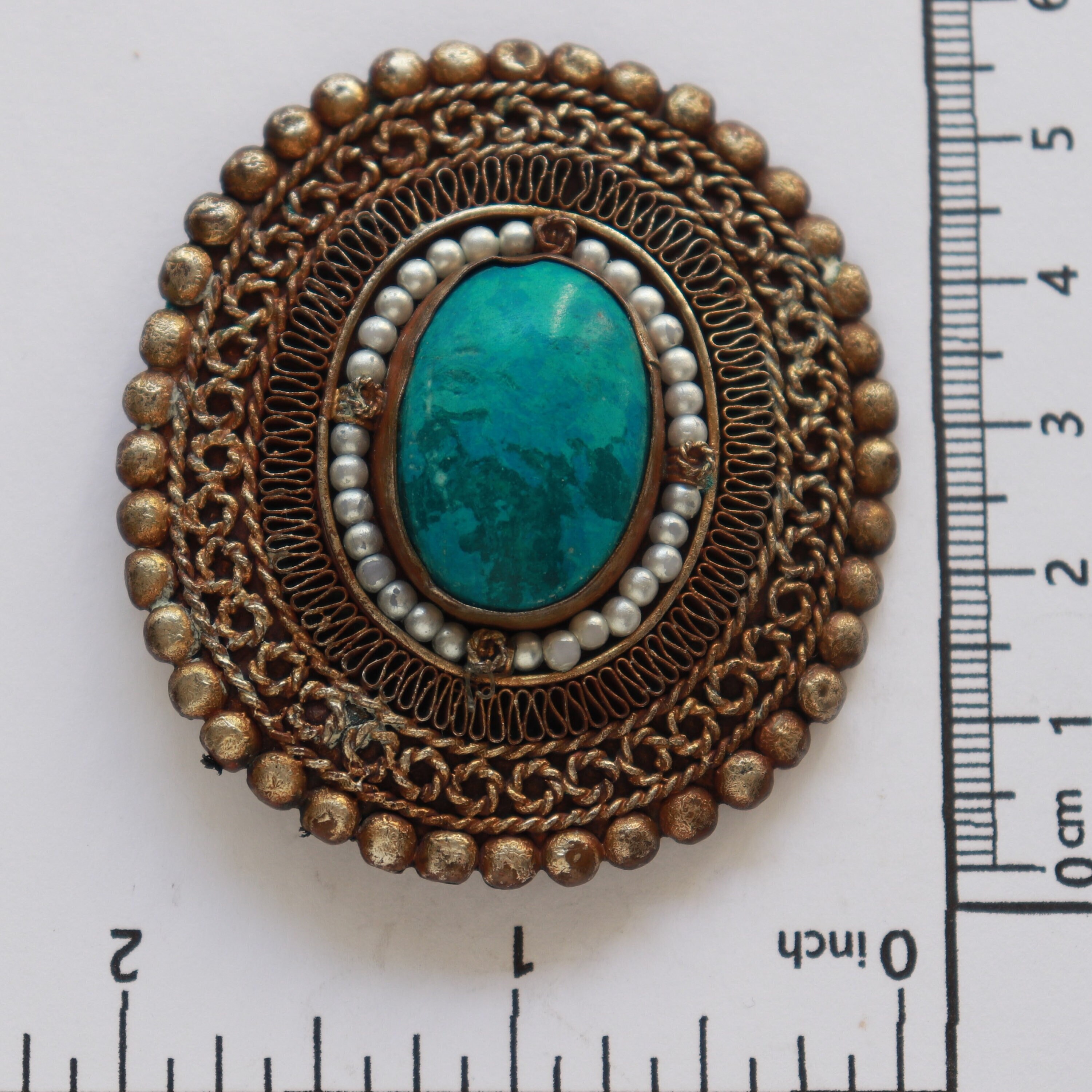 Jerusalem 1950's Eilat Turquoise Stone Vintage Pendant Brooch - Etsy