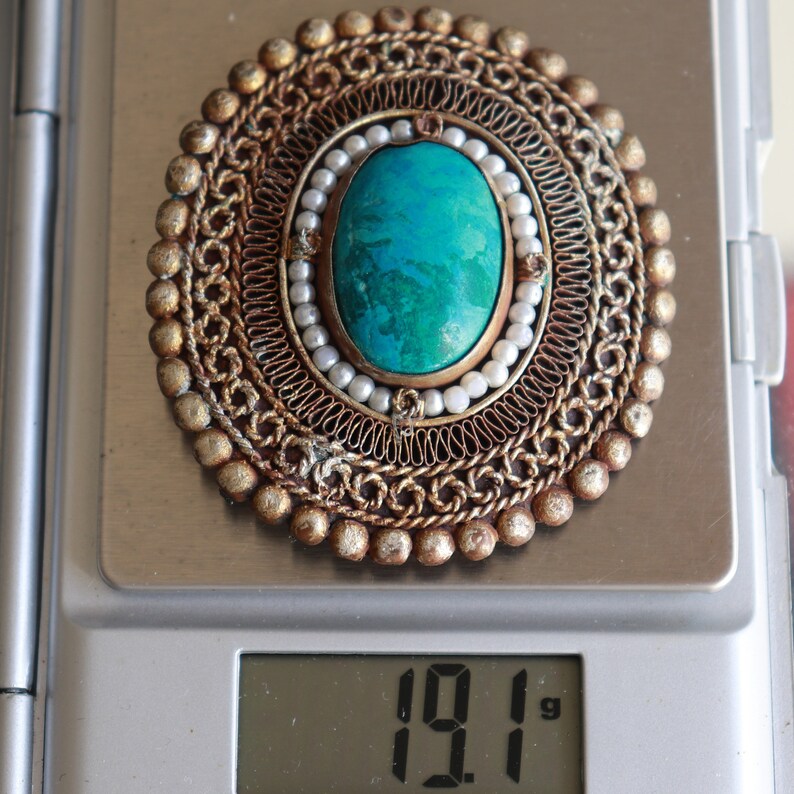 Jerusalem 1950's Eilat Turquoise Stone Vintage Pendant Brooch - Etsy