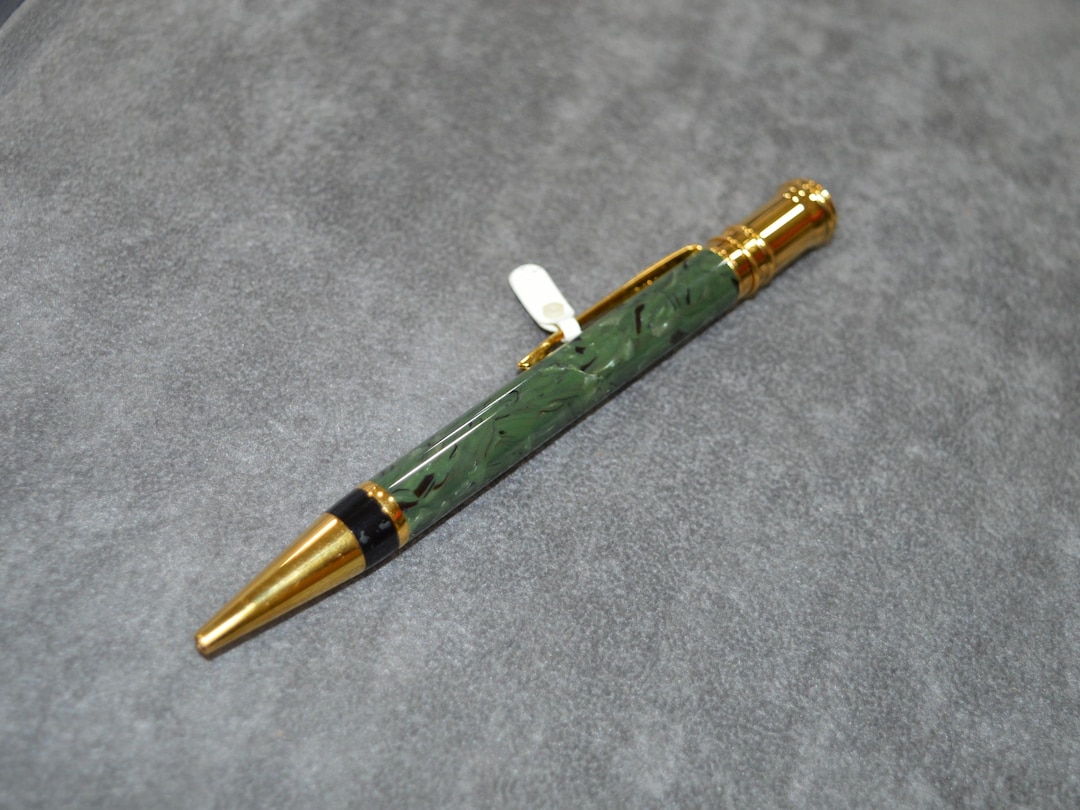 Parker DUOFOLD Ballpoint Pen Marble Green & Gold Trim, Vintage ...