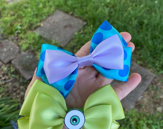 Monster Inc Inspired Hairbow Mike and Sully - Etsy
