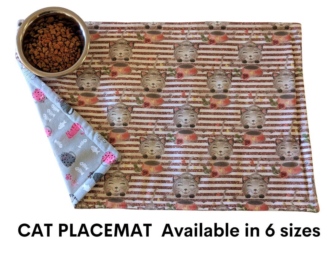 Cat Kitten Pet Placemat Feeding Mat Sunflowers REVERSIBLE 6 Sizes ...