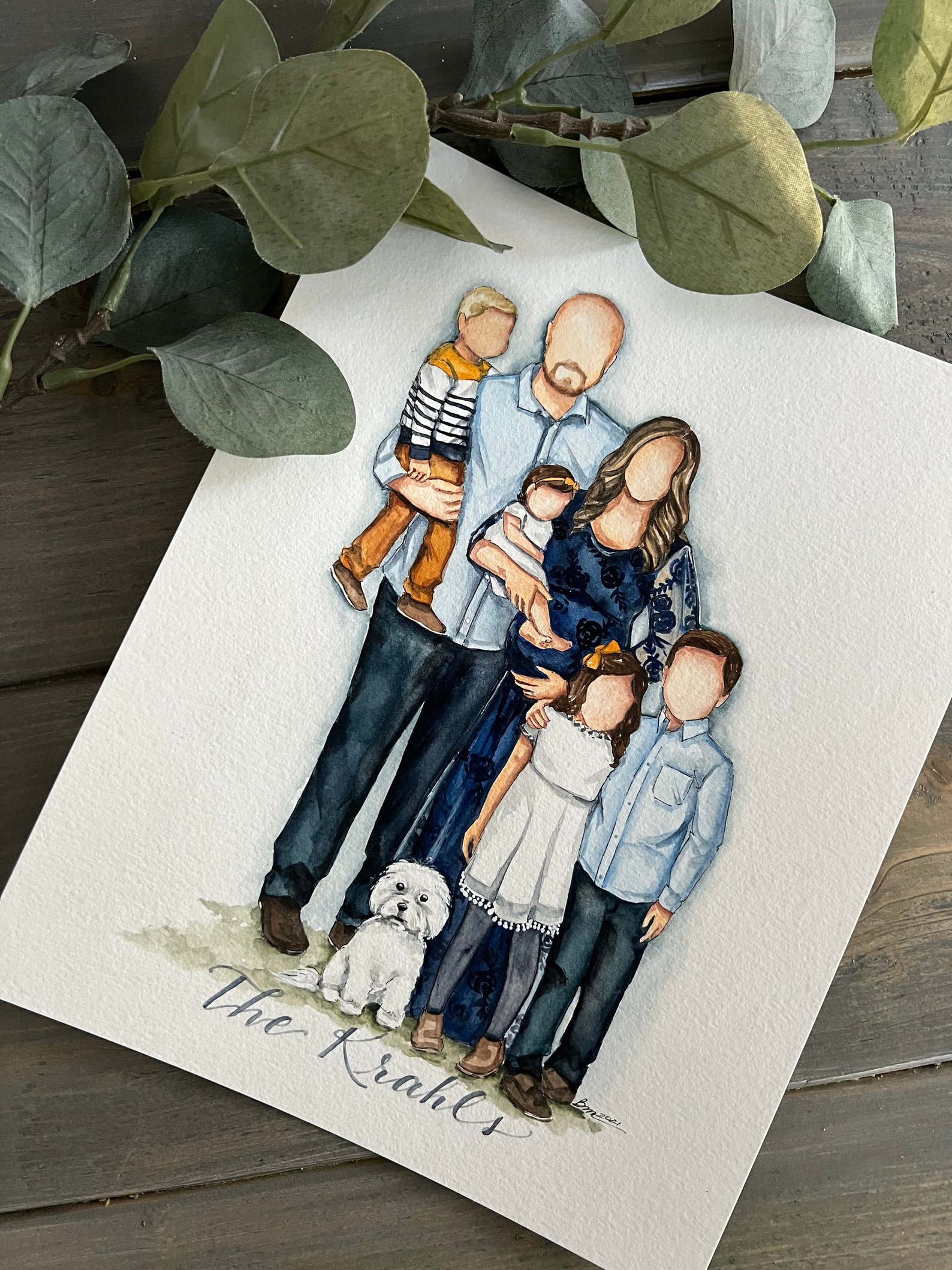Custom Faceless Family Watercolor - Etsy