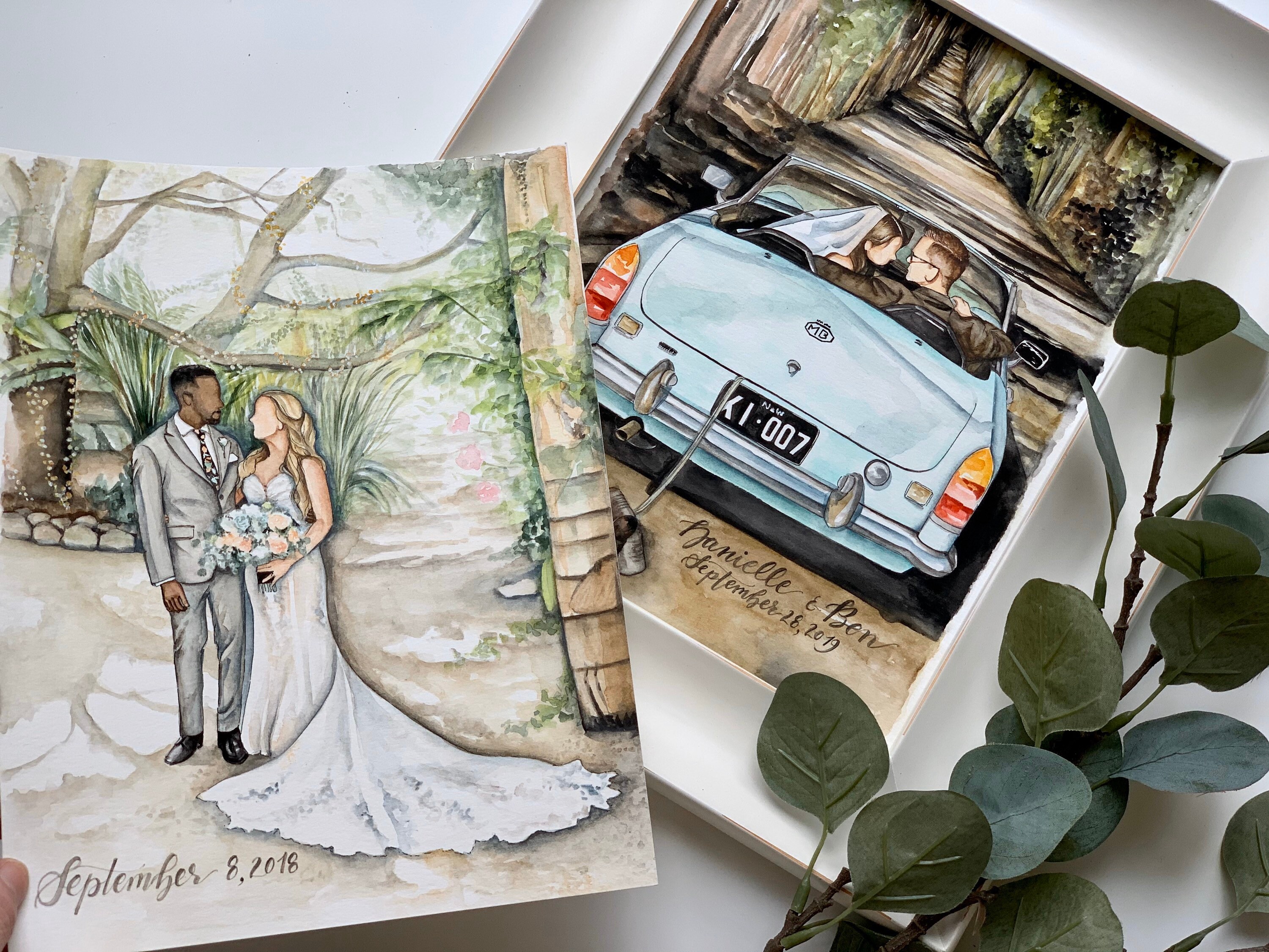 8x10 Faceless Wedding Portrait Custom Watercolor - Etsy