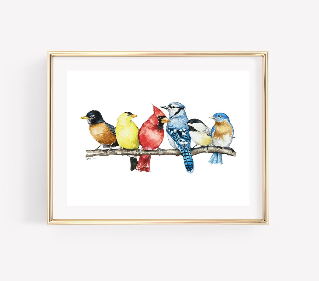 Birds Watercolor Print. Bird Watercolor Art. Backyard Birds Art. - Etsy