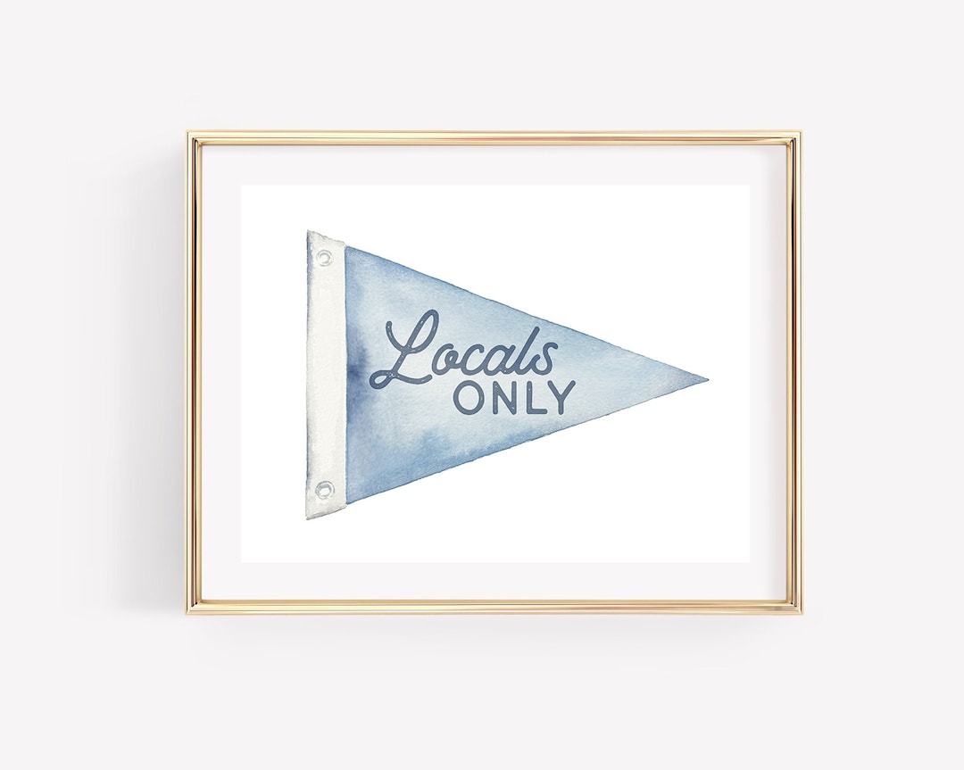 Sailing Pennant Flag Watercolor Print. Locals Only Wall Art. Surfing ...
