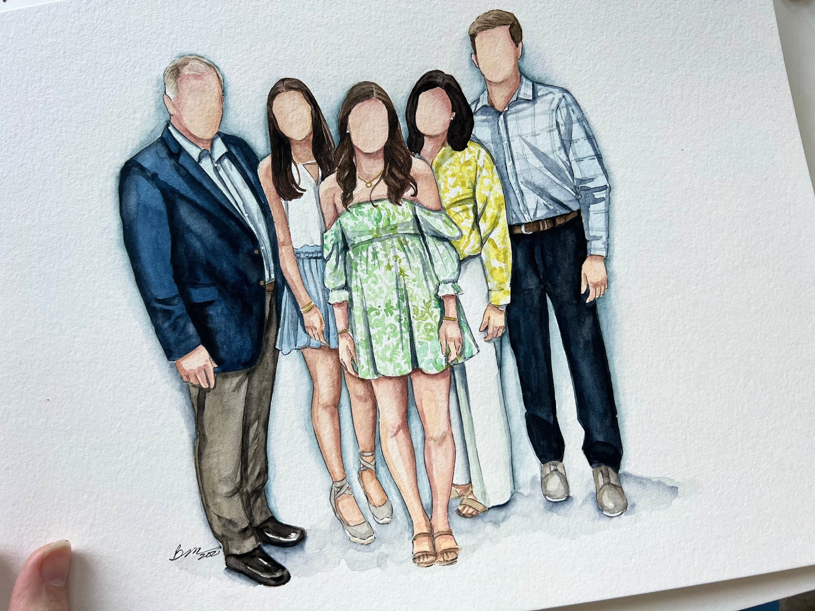 Custom Faceless Family Watercolor - Etsy