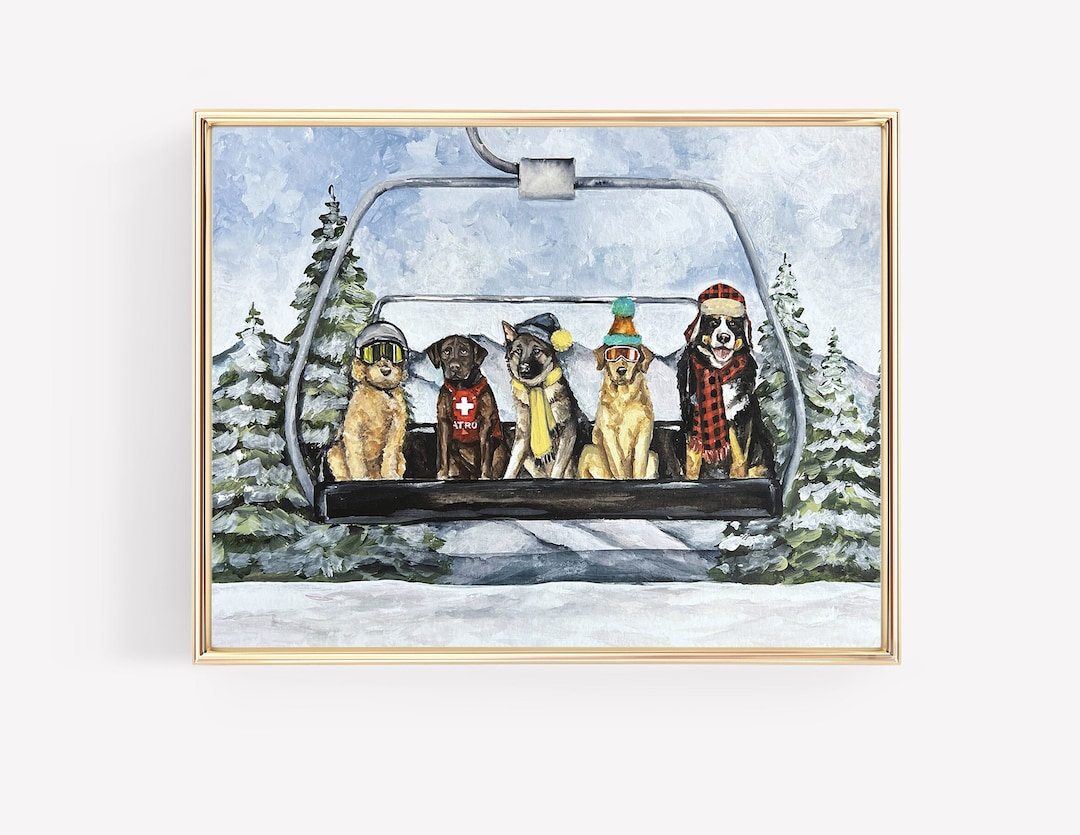 Ski Patrol Dogs Art Print. Ski Dogs Wall Art. Skiing Wall Art. Winter ...