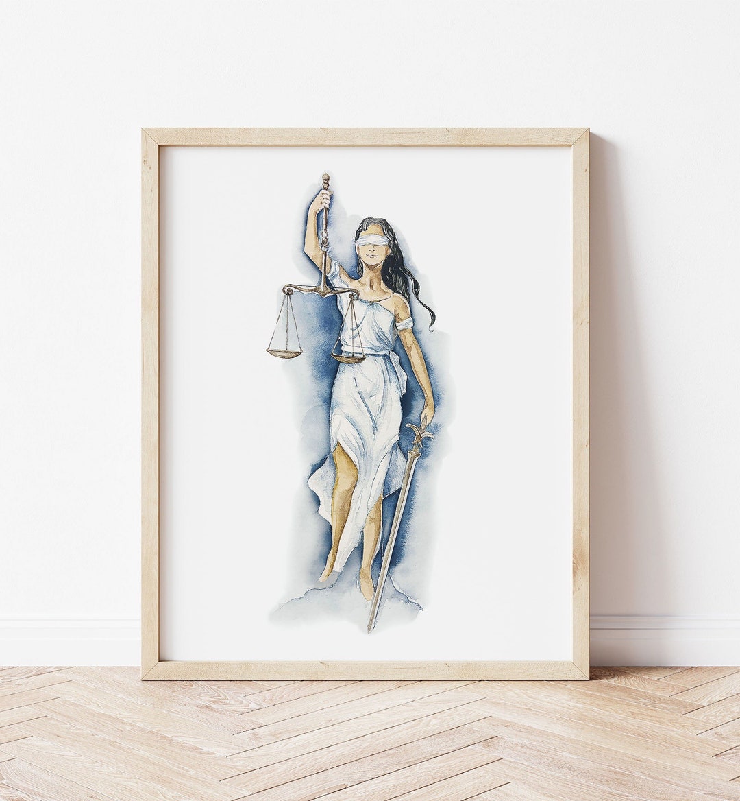 Lady Justice Watercolor Print. Justice Print. Law Gift. Law Firm ...