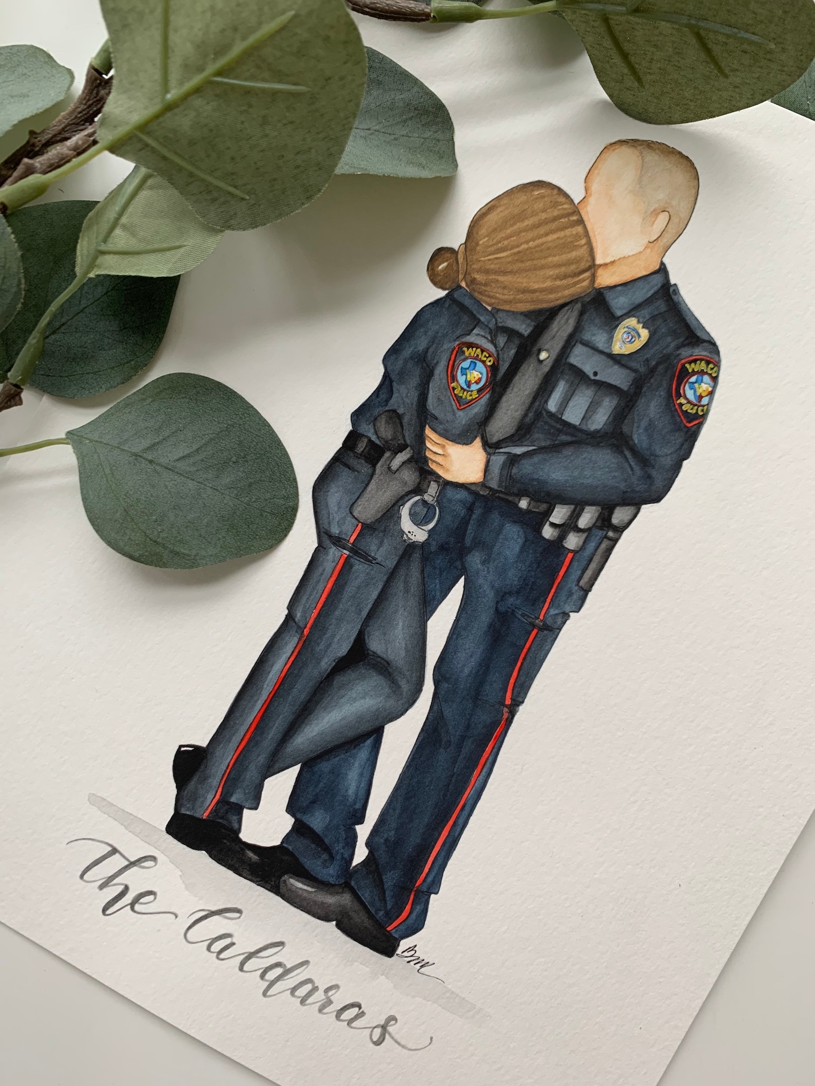 First Responder Couple Watercolor. Nurse and Police Officer - Etsy