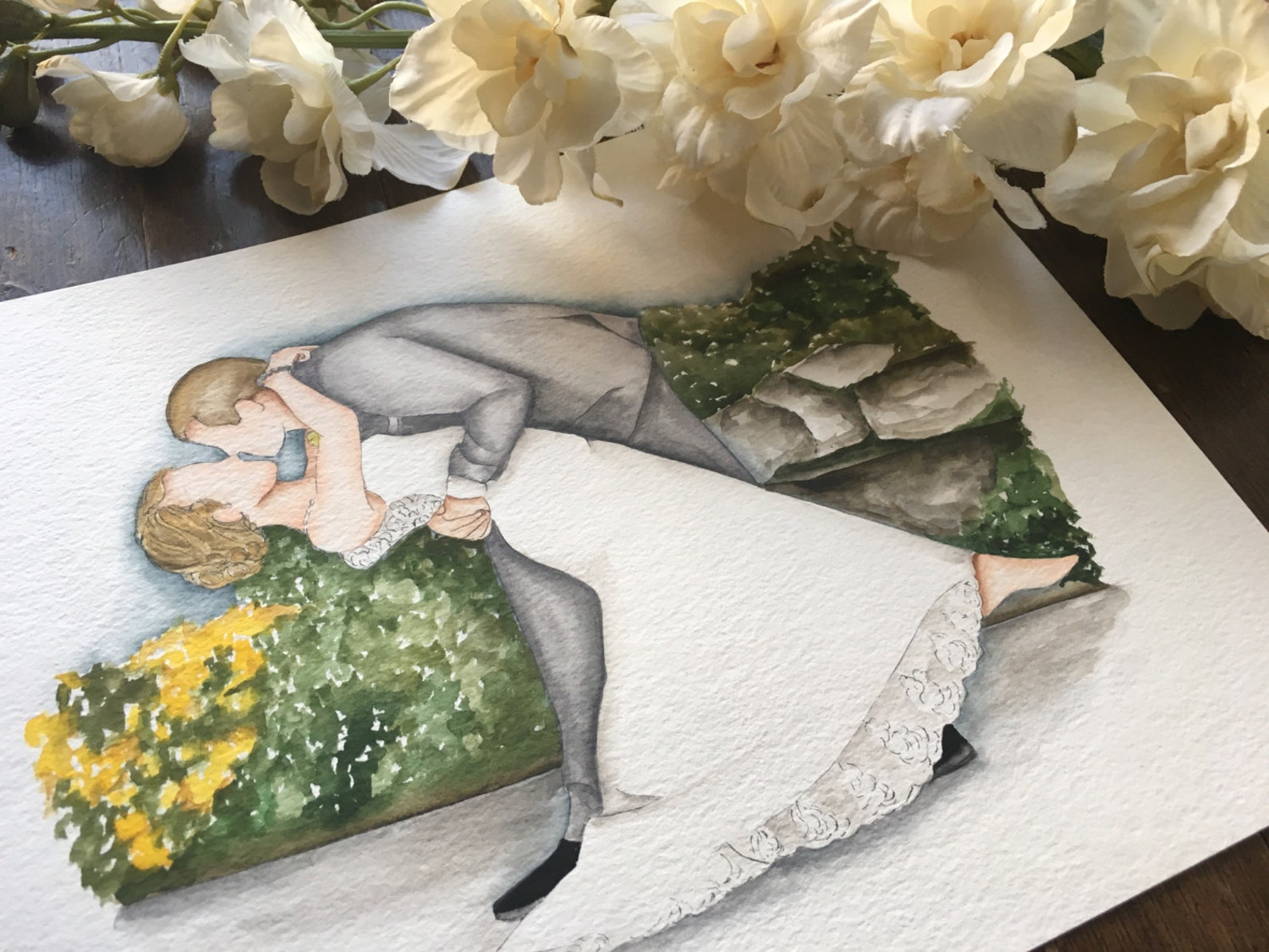 8x10 Faceless Wedding Portrait Custom Watercolor - Etsy