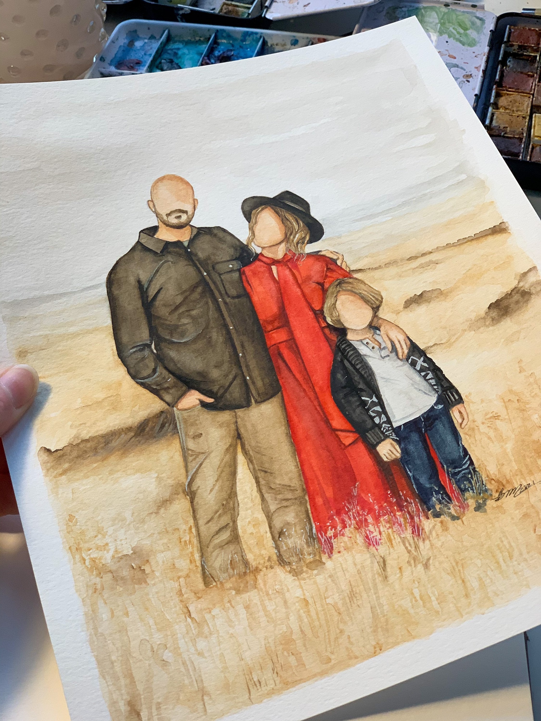 Custom Faceless Family Watercolor - Etsy