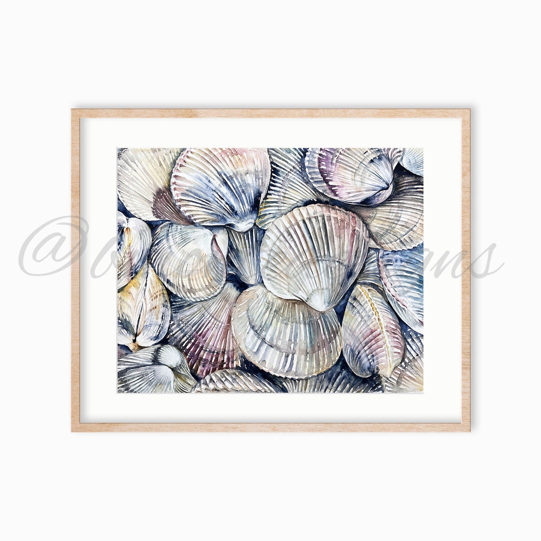 Clams Watercolor Print. Shells Wall Art. Nautical Decor. Beach Wall Art ...