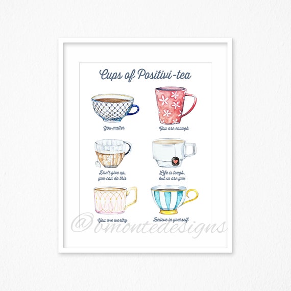 Positivi-tea Affirmations Art Print. Positive Affirmations | Etsy
