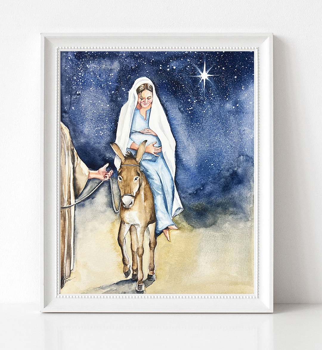 Mary Watercolor Art. Mary and Jesus. Religious Art. Jesus Art ...