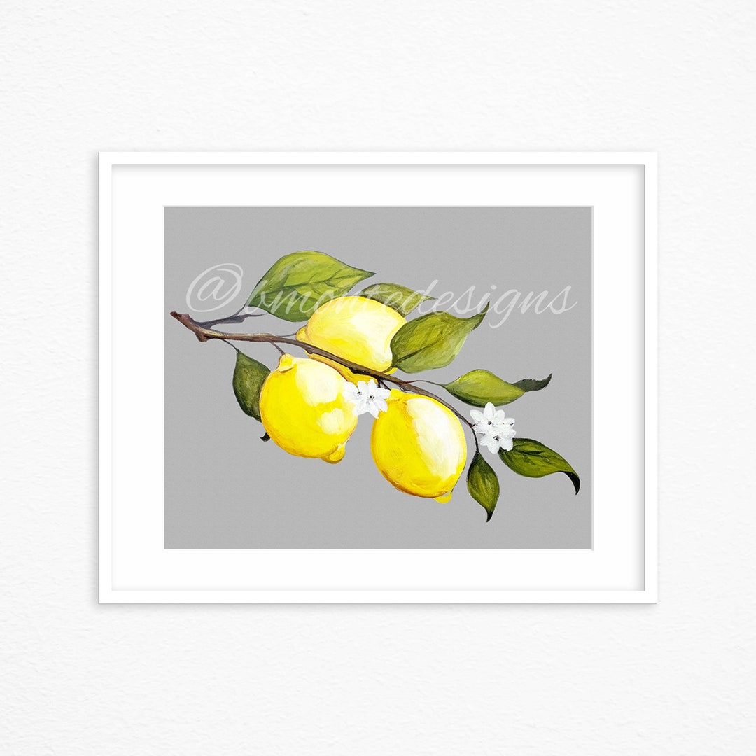 Lemon Watercolor Print. Lemon Wall Art. Lemon Art Print. Kitchen Decor ...