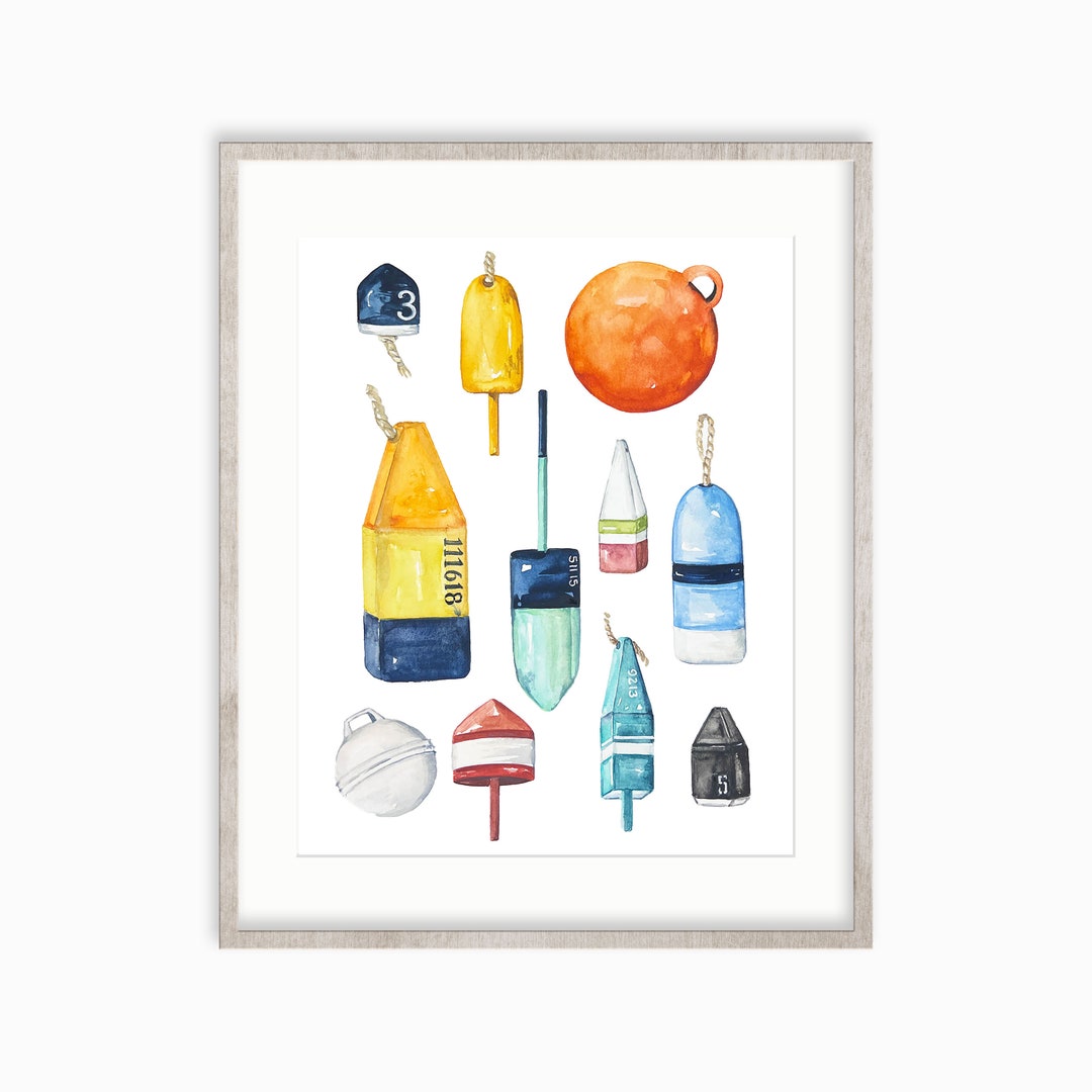 Buoys Watercolor Print. Buoys Wall Art. Buoy Art. Nautical Decor ...