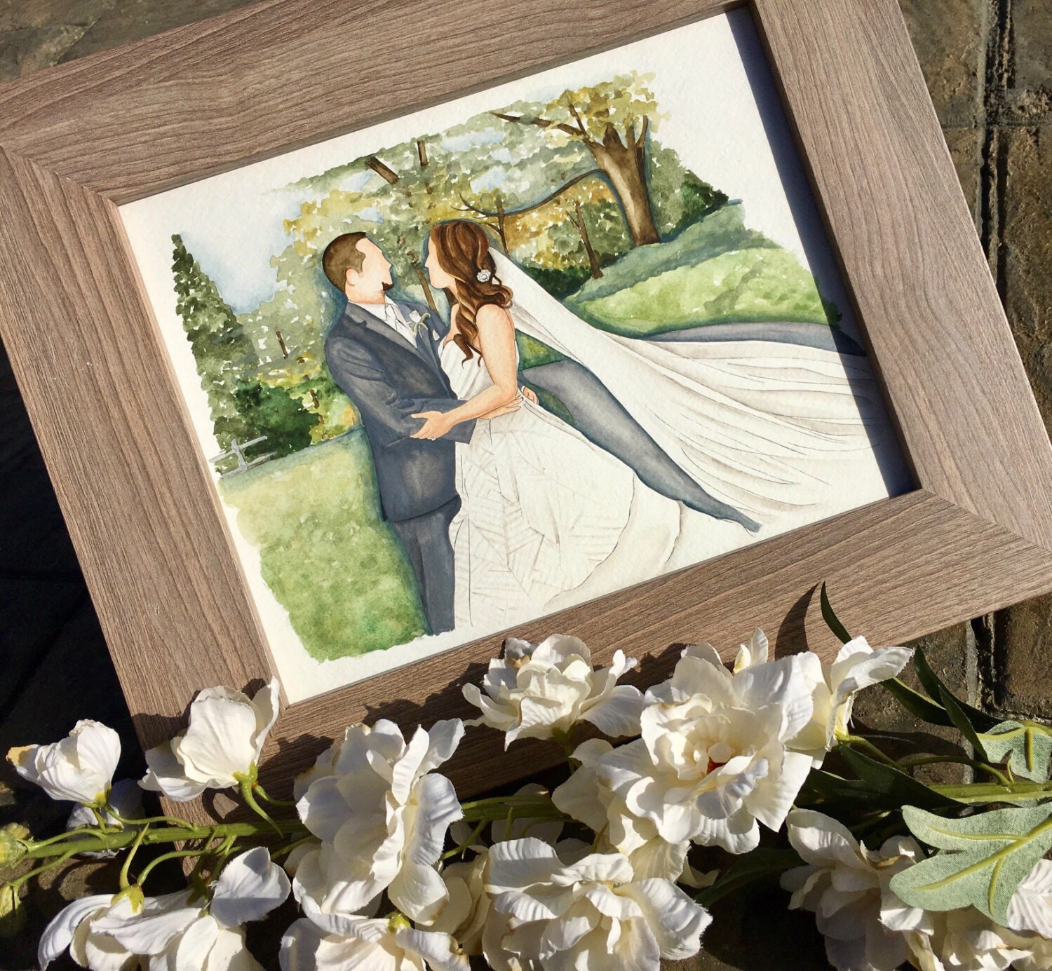 8x10 Faceless Wedding Portrait Custom Watercolor - Etsy