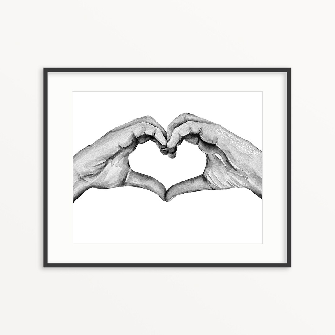 READY TO SHIP Heart Hands Watercolor Print. - Etsy
