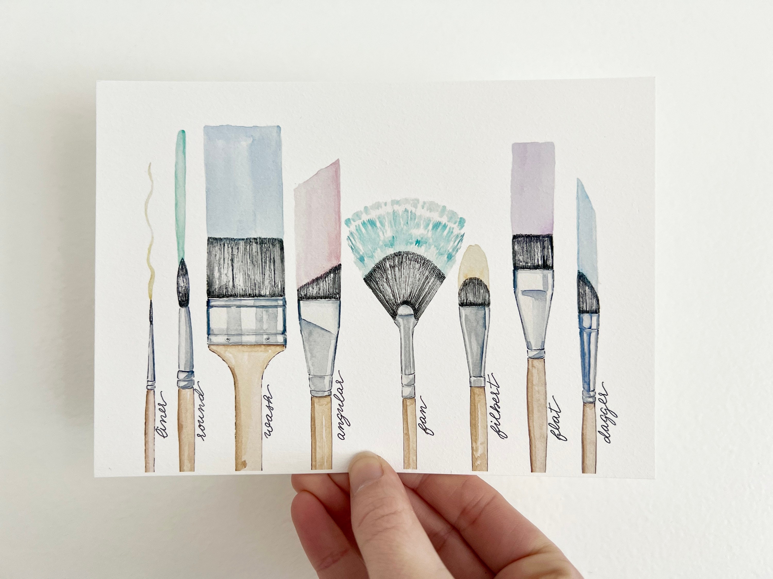 Brush Strokes Watercolor Print. Guide to Brushes Print. Art - Etsy