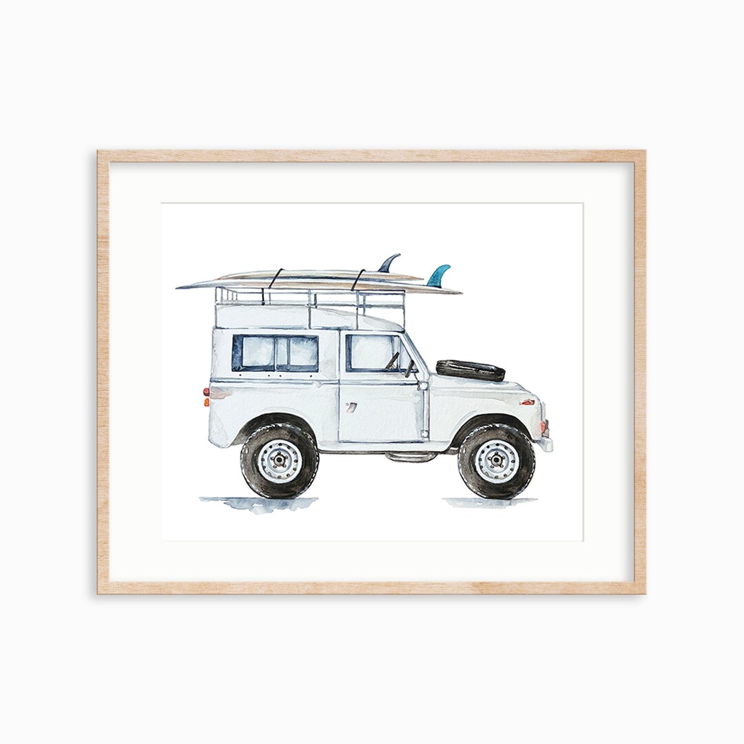 Surf Watercolor Print. Surfing Wall Art. Land Rover Wall Decor. Surf ...