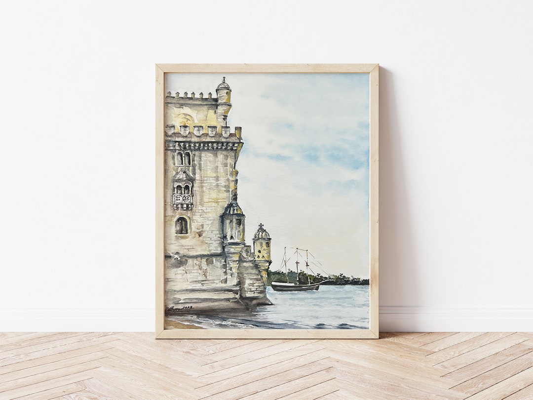 Torre De Belem Watercolor Print. Belem Tower. Lisbon Portugal Art ...