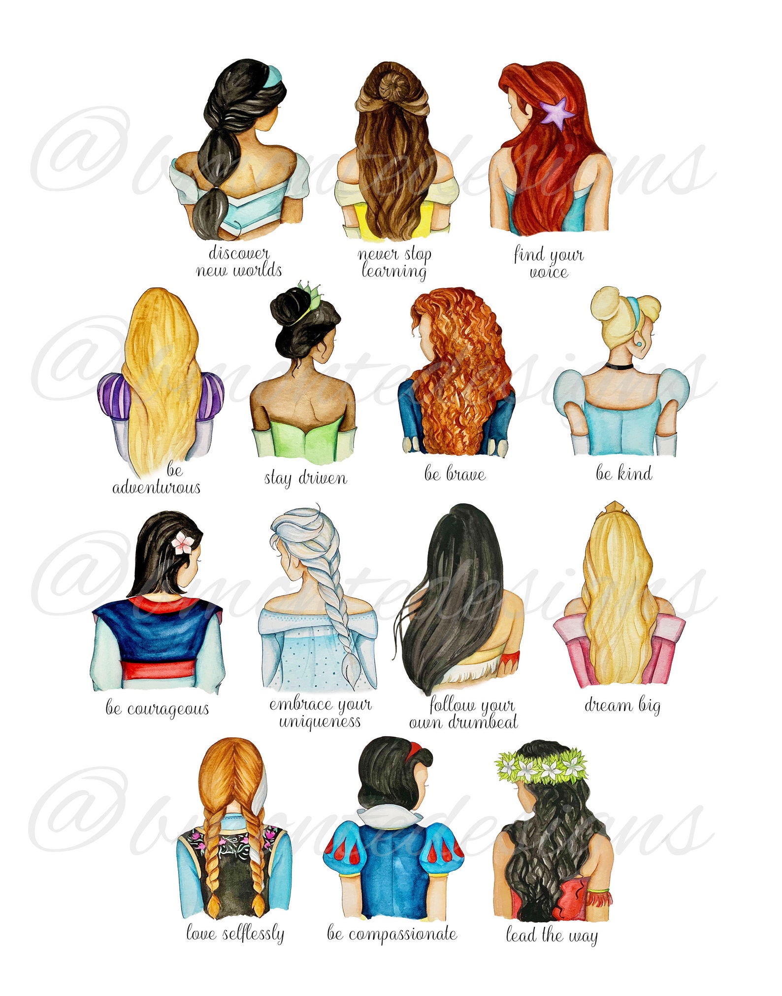 Princess Nursery Decor. Princess Wall Art. Princesses Nursery Print. - Etsy