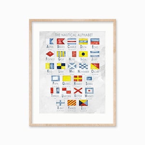 Nautical Flag Alphabet Watercolor Print. Nautical Abcs Art. Maritime ...