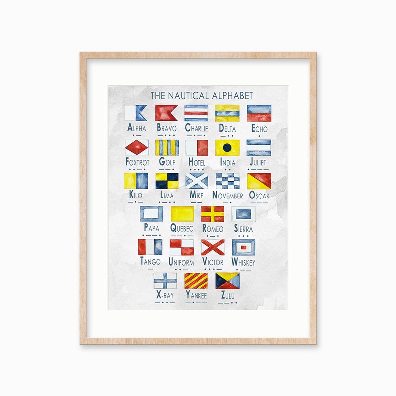 Nautical Flag Alphabet Watercolor Print. Nautical Abcs Art. - Etsy