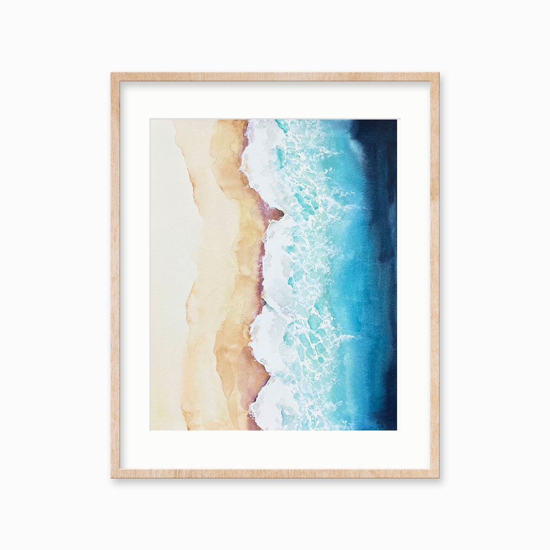 Beach Shoreline Watercolor Print. Drone Shoreline Watercolor. Coastline ...